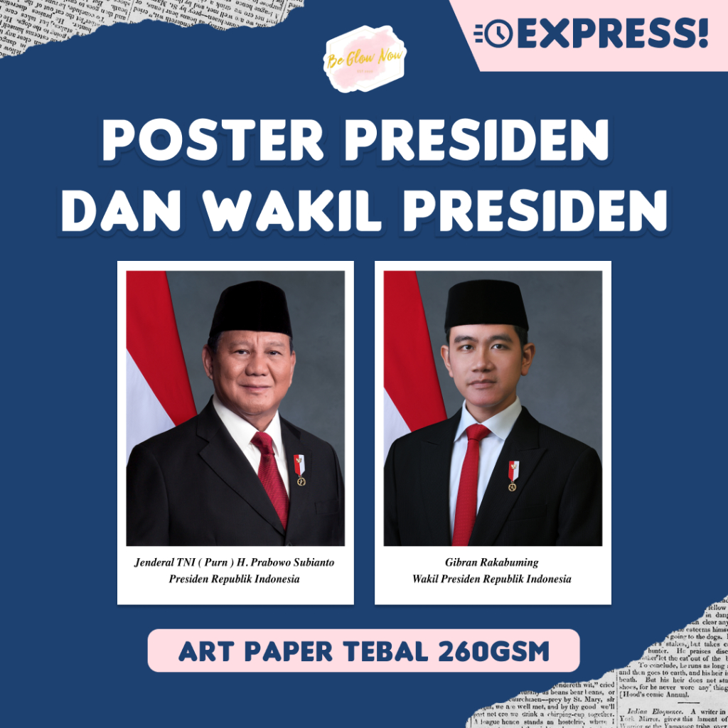 Jual 1 SET PHOTO RESMI PRESIDEN DAN WAKILNYA 2024-2029 UKURAN 25X35 CM ...