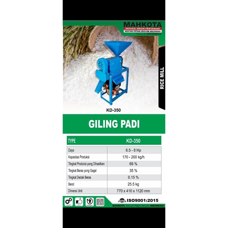 Jual MESIN SELEP PADI GILING PADI KD-350 MAHKOTA | RICE MILL | Shopee ...