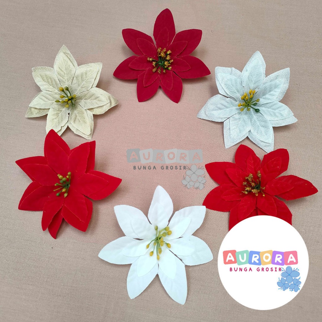 Jual Christmas Flower Ponsentia Bunga Natal Ornaments Xmas MERRY ...