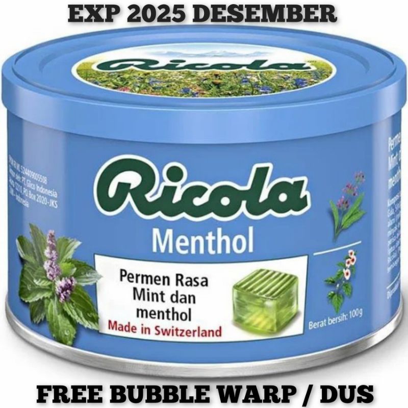 Jual Permen ricola menthol swiss 100g tabung exp 2025 desember spesial ...