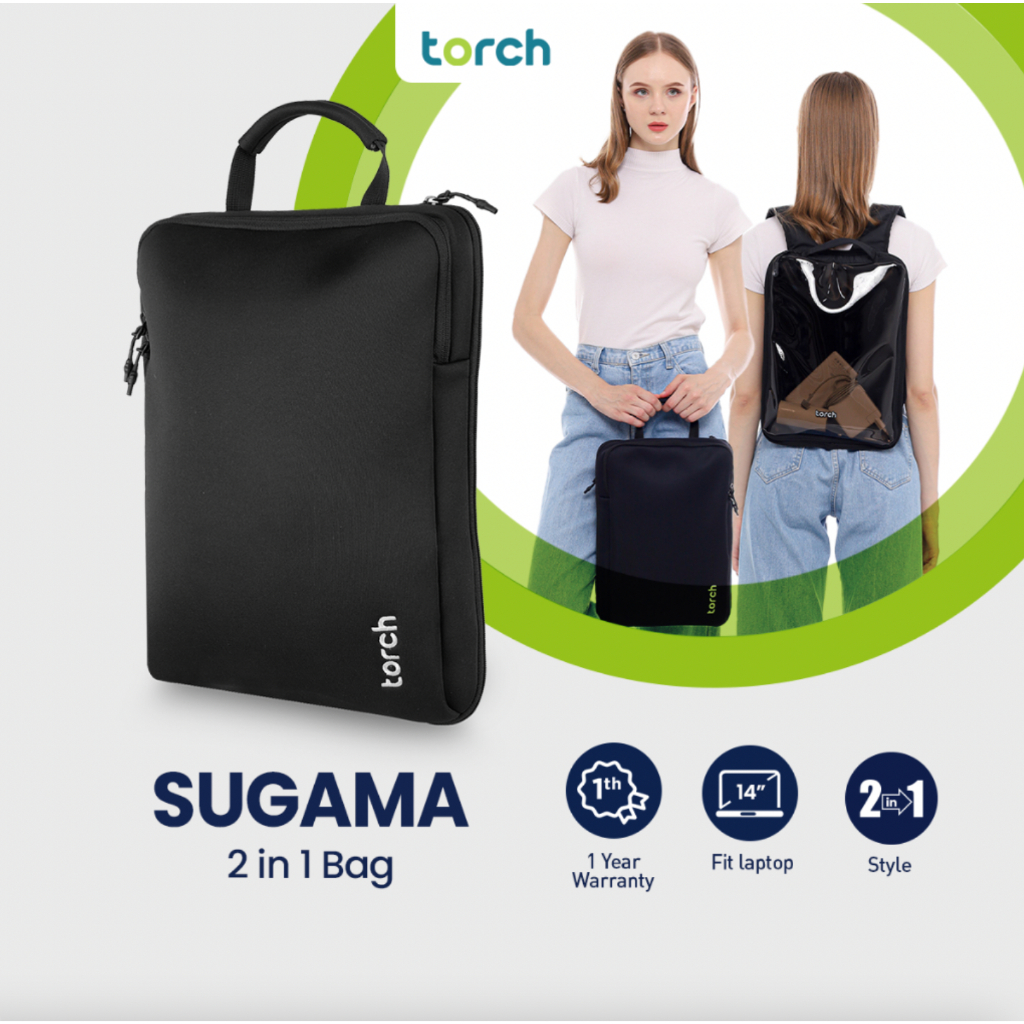 Jual TORCH Sugama Tas Gendong Laptop Minimalis Wanita Pria 14 Inch Tas ...