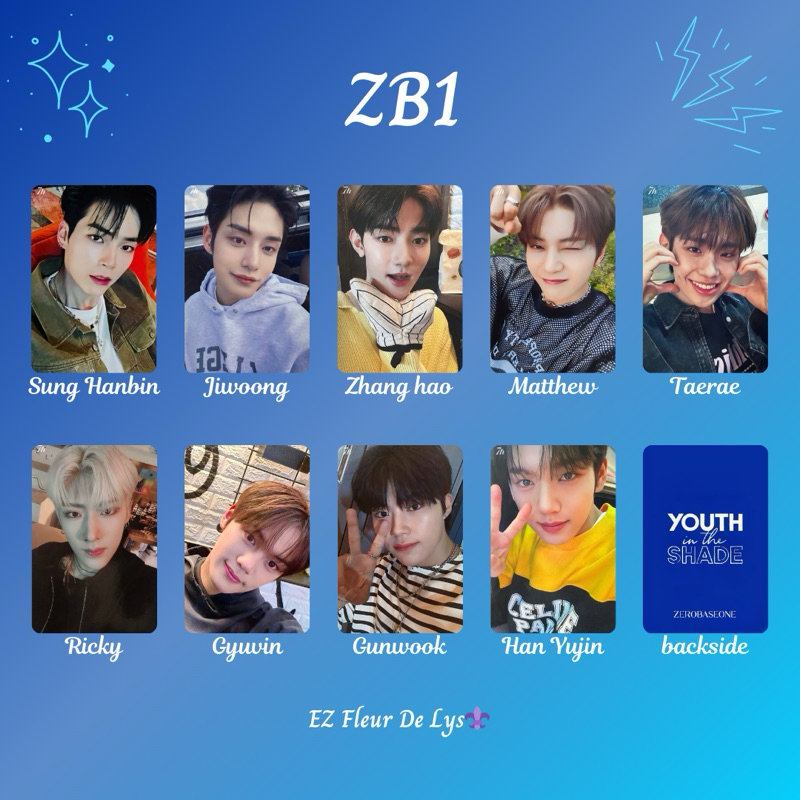 Jual photocard replika pc unofficial ZeroBaseOne ZB1 youth in the shade ...