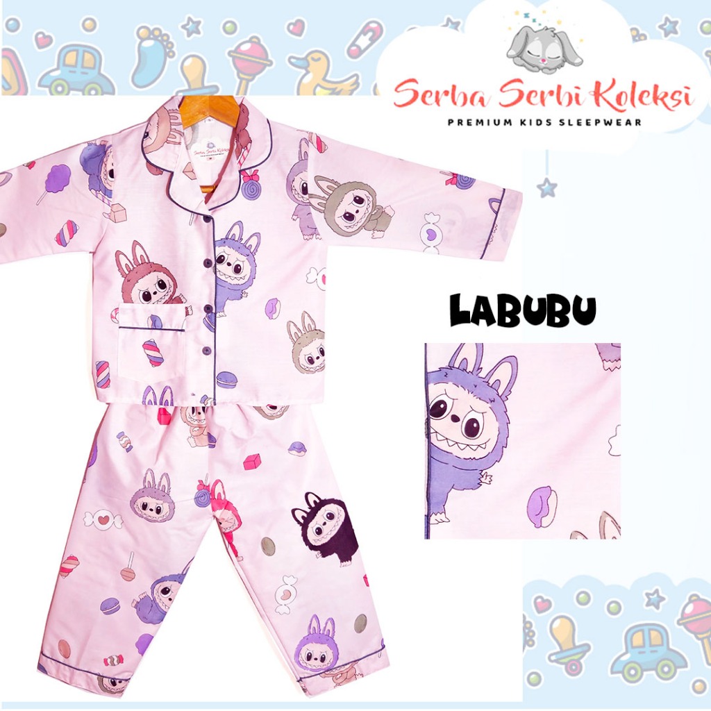 Jual PIYAMA ANAK LENGAN PANJANG Labubu / BAJU TIDUR ANAK KATUN PREMIUM ...