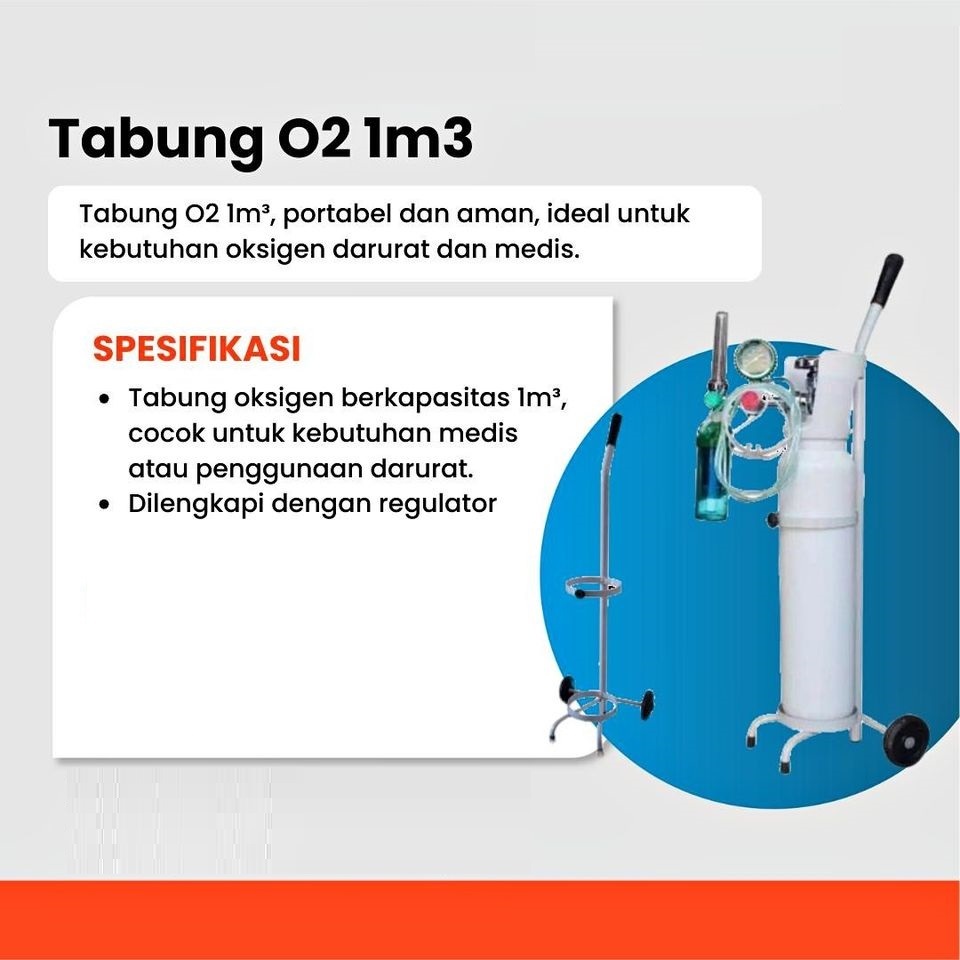 Jual Set Tabung Oksigen 1m3 Komplit + Regulator dan Trolly | Shopee Indonesia