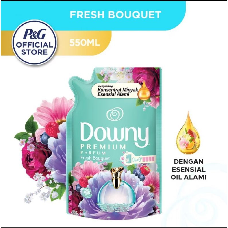 Jual Downy pelembut dan pewangi pakaian konsentrat premium parfum fresh bouquet hijau 550ml ...