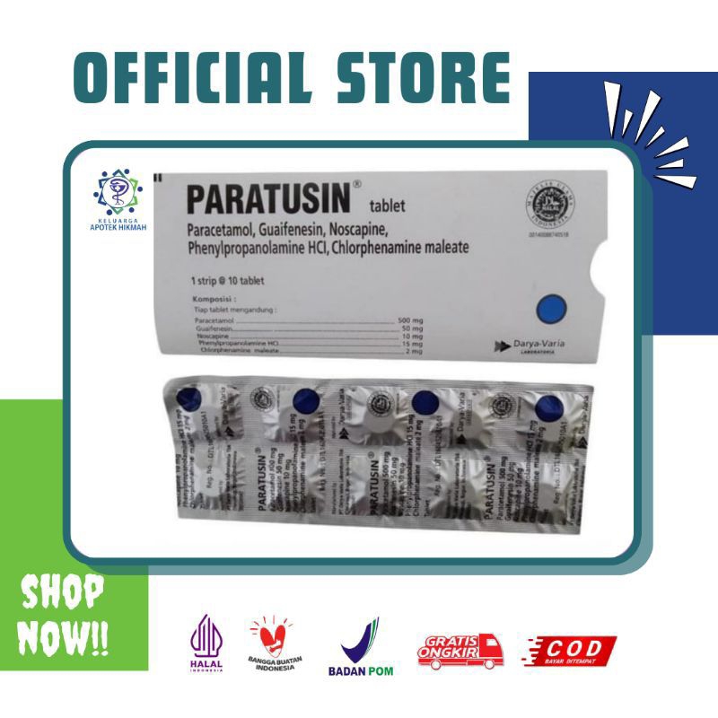 Jual Paratusin Paracetamol Guaufenesin Noscapine Tablet Flu Demam Batuk ...