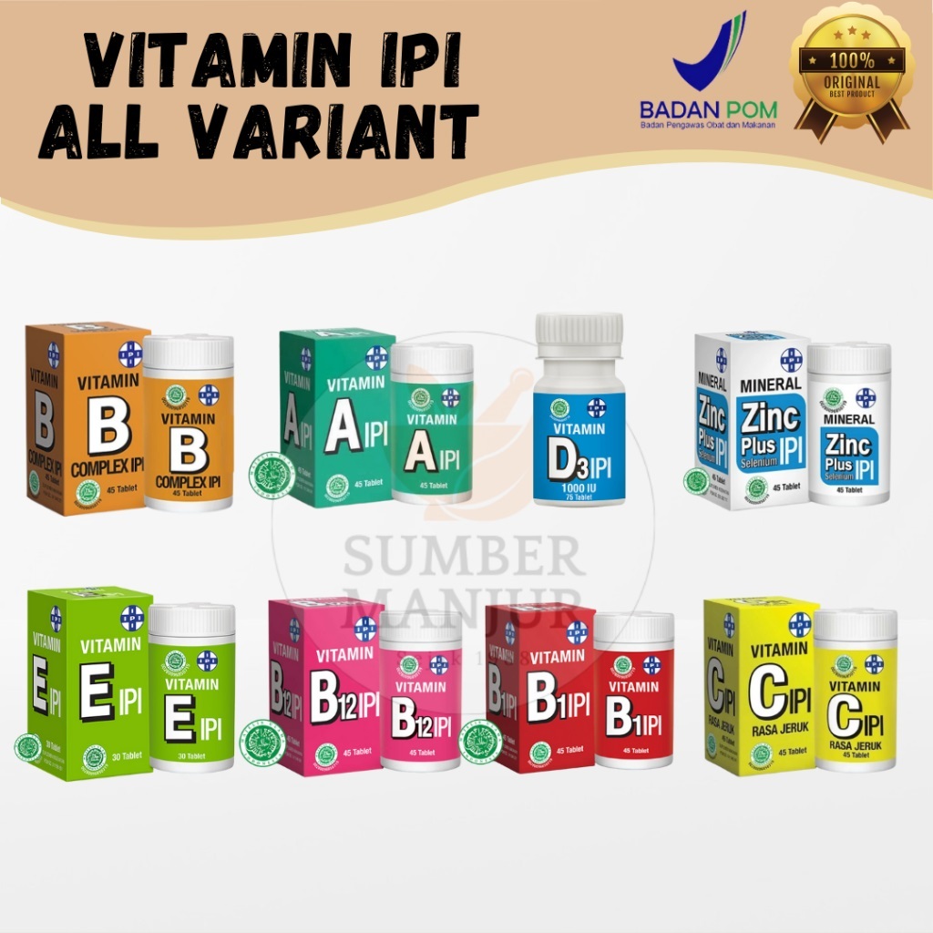 Jual VITAMIN IPI ALL VARIAN [B COMPLEX IPI/ A IPI/ D3 IPI/ ZINC IPI/ E ...