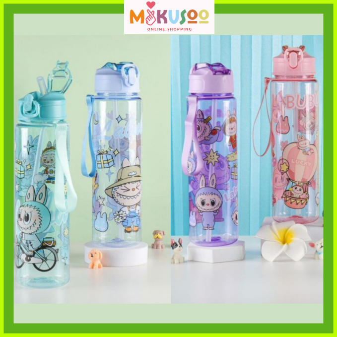 Jual Mikusoo Botol Minum Anak Sekolah Karakter LABUBU 900 ML Bottle Water Tumbler Flip Top Lucu ...