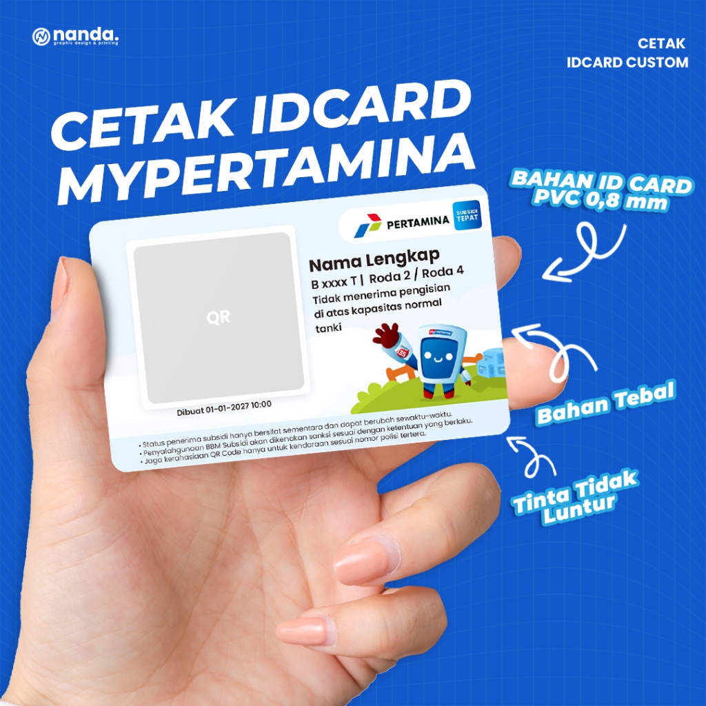 Jual Cetak IDCard PVC Custom MyPertamina satuan pakai foto sendiri ...