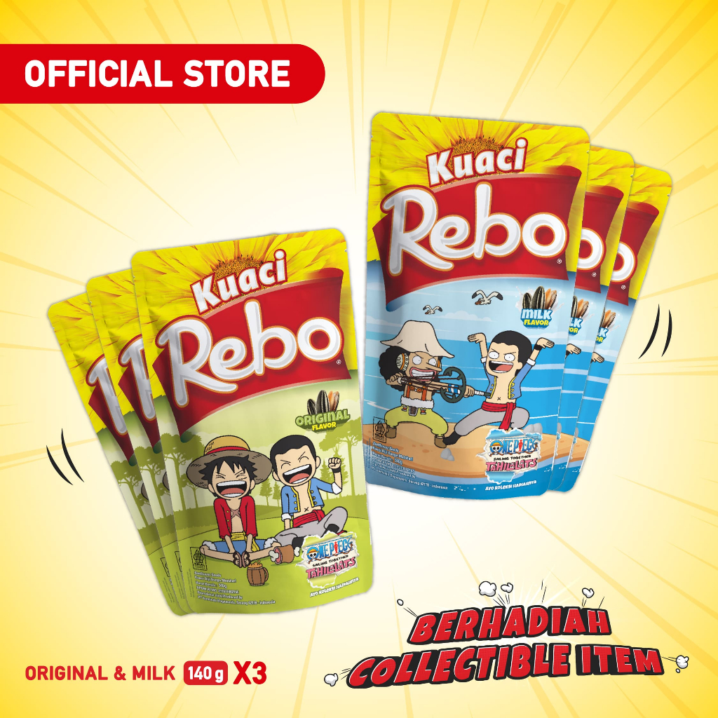 Jual Rebo Kuaci x One Piece Bundling 6 PCS - Rasa Original & Milk 140 ...