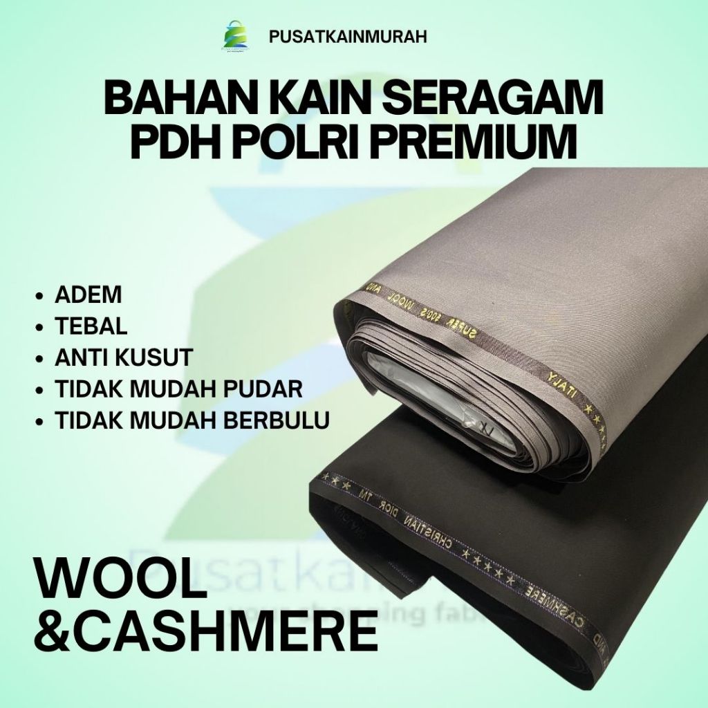 Jual BAHAN KAIN SERAGAM POLRI KATUN WOOL AND CASHMERE PREMIUM TEBAL 100 ...