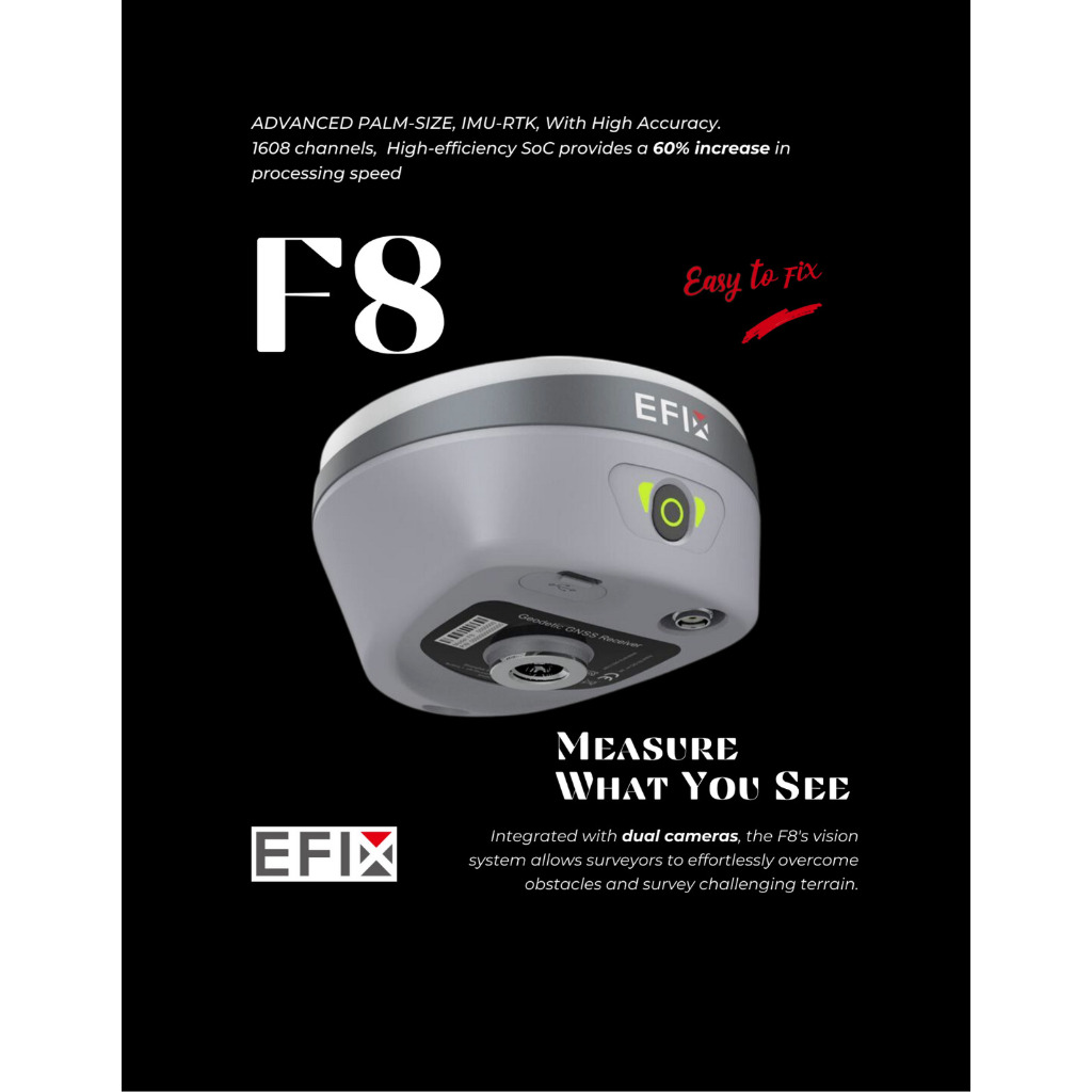 Jual Gps Geodetik Efix F8 Vision IMU RTK + Ebase Fullset Garansi 1 Tahun | Shopee Indonesia