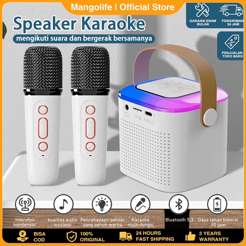 Jual Mini Wireless Bluetooth Speaker 2 Mic 1 Set Karaoke Speaker Ktv ...