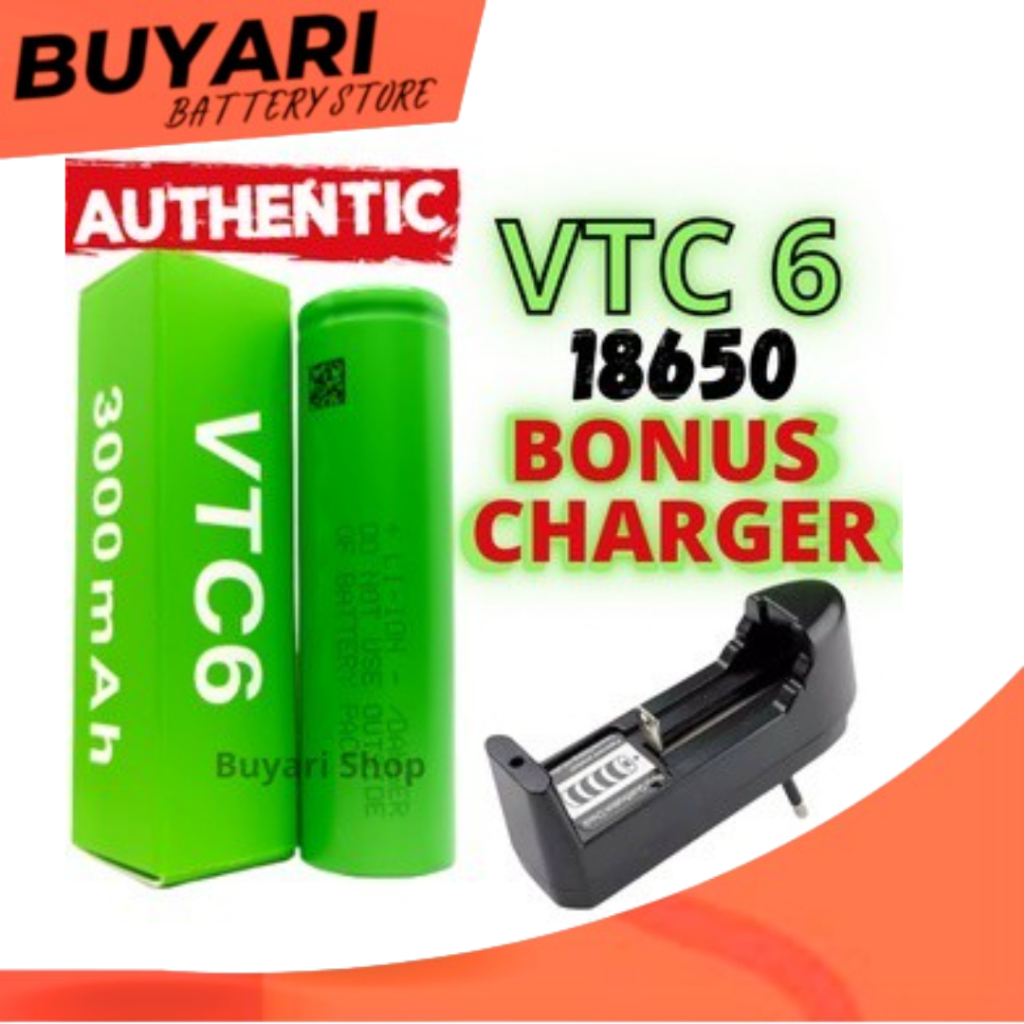 Jual [FREE CHARGER] VTC 6 VTC6 3.7V 30A 3000mAh Baterai Vape Vapee ...