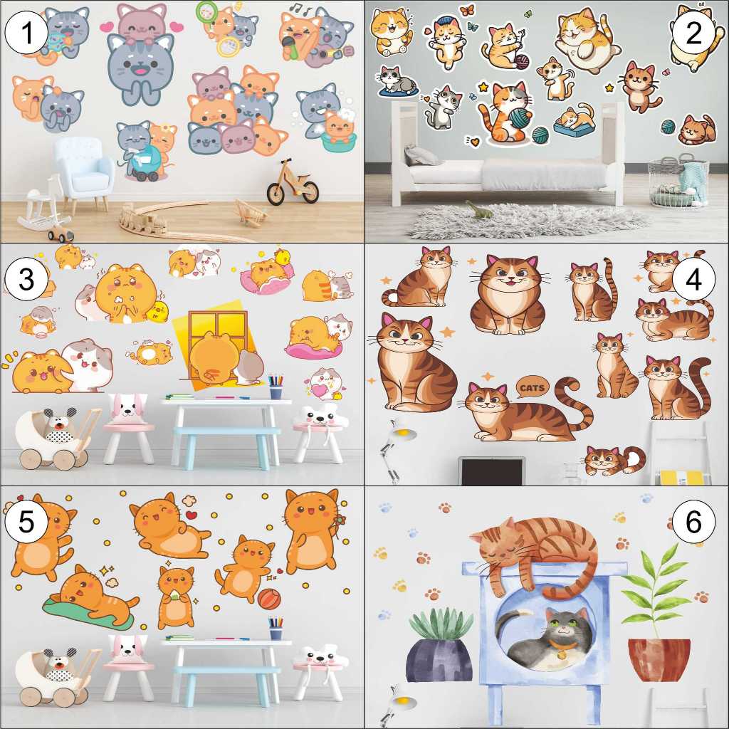 Jual Ready Stok Wall Sticker Kucing Lucu Stiker Dinding Wallsticker ...