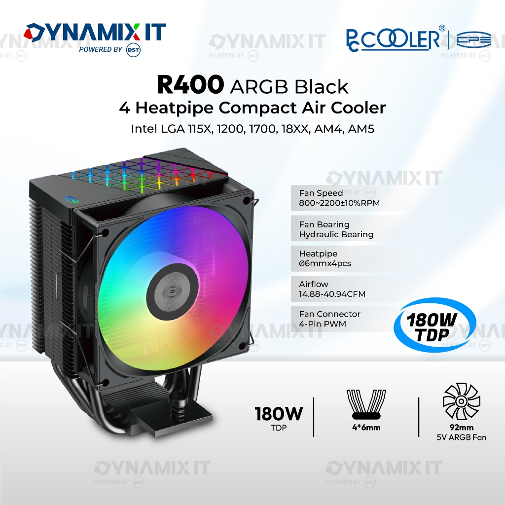 Jual PC Cooler R400 ARGB 4 Heatpipe Compact CPU Air Cooler - HSF ...