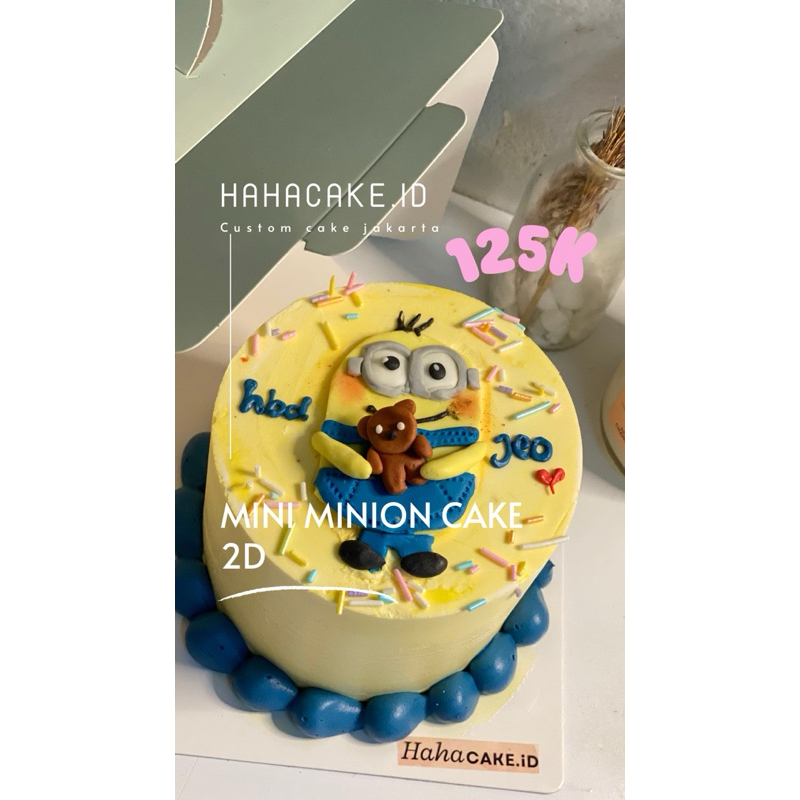 Jual cake ultah mini d12cm simple design with ribbon korean cake kue ...