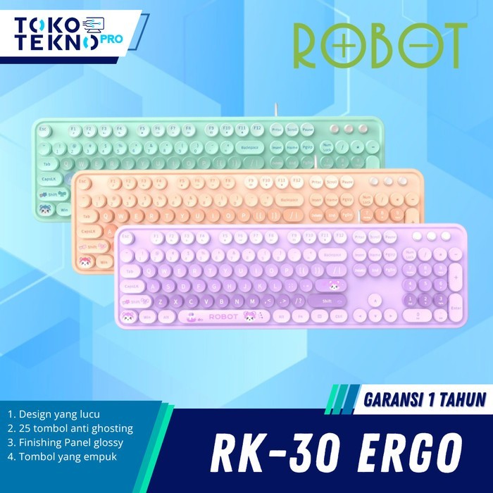 Jual Robot RK30 / RK-30 Wired Keyboard Pastel Color Portable Office ...