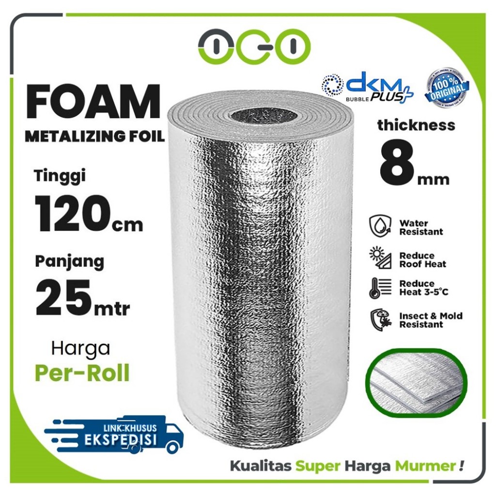 Jual Bubble Insulation PE Foam Foil Roll 120cm x 25meter - Tebal 8mm ...