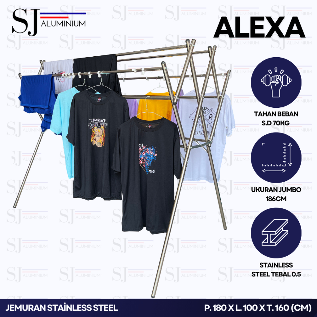 Jual Jemuran Stainless Steel Jumbo ALEXA - Jemuran Baju / Pakaian / Rak Handuk - Jemuran Bayi ...