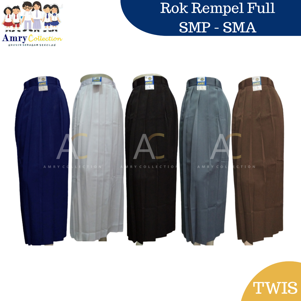 Jual Rok Panjang Model Rempel Full SMP SMA UMUM Rok Sekolah Rok Kerja ...