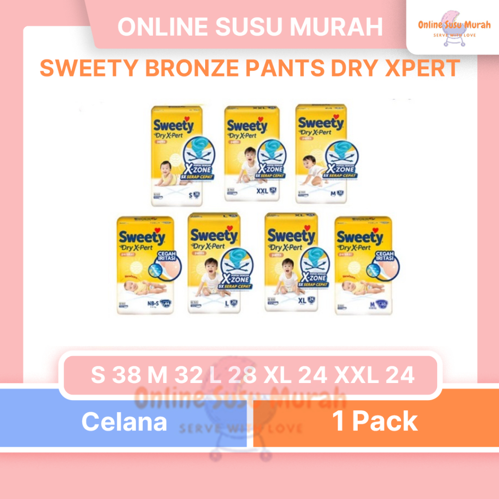 Jual SWEETY BRONZE PANTS DRY XPERT S38 M32 L28 XL24 XXL24 TAPE NBS44 M40 KUNING REGULER S 38 M ...