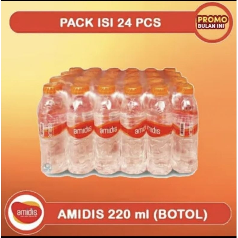 Jual Amidis Air Mineral 220ml Botol Mini 1 Dus / Pack isi 24 Bukan Cleo ...