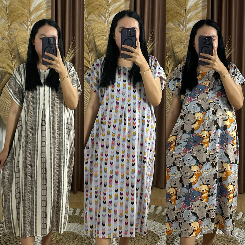 Jual Daster TIARA Pendek Selutut Busui Bumil Bahan Rayon Viscose Motif ...