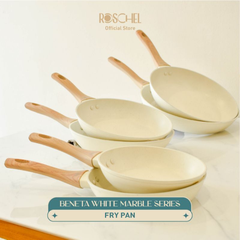 Jual ROSCHEL Beneta White Marble Coating Non-Stick Frypan 18, 20, 22 ...