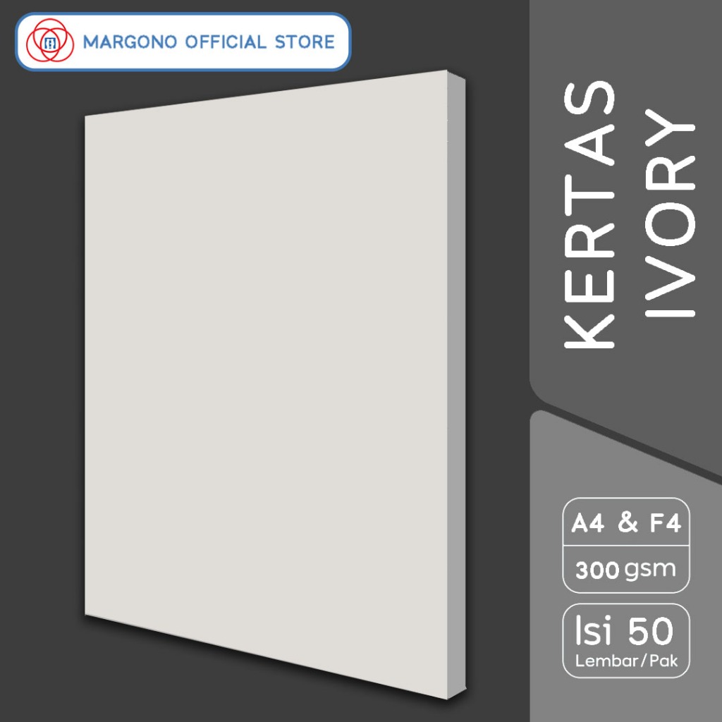 Jual Margono Kertas Ivory Super Tebal 300 / 350 / 400 gsm A4 / F4 - 50 lembar | Shopee Indonesia