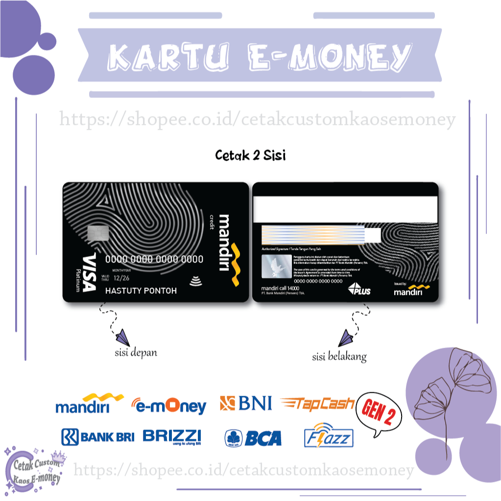 Jual KARTU E MONEY E TOLL CARD MANDIRI CREDIT VISA PLATINUM CARD ...