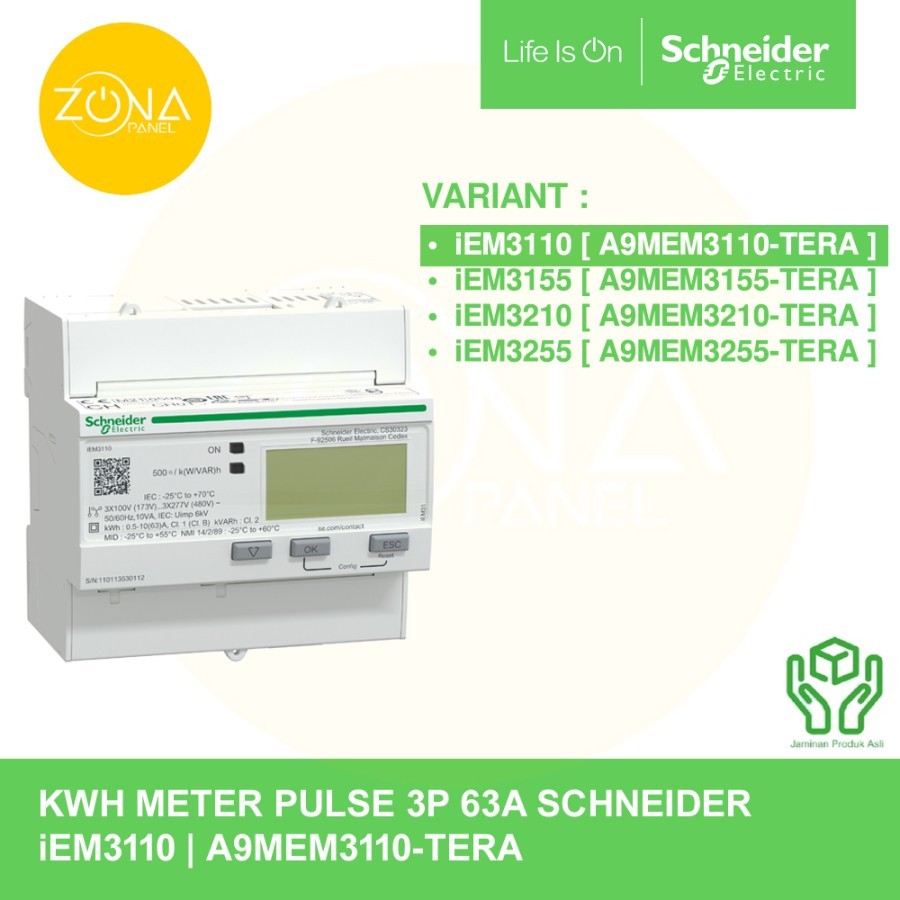 Jual KWH METER SCHNEIDER 3 PHASE PULSE 63A DIRECT iEM3110 A9MEM3110 ...