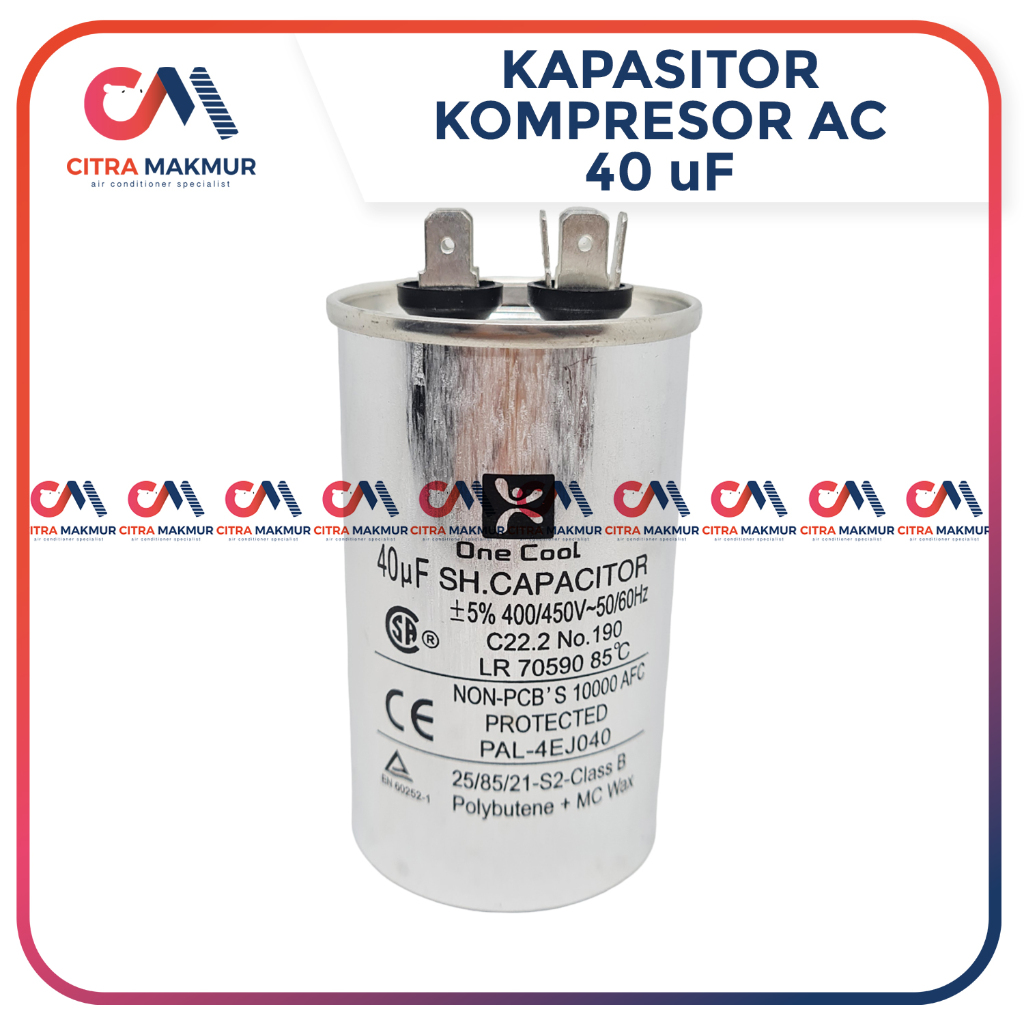 Jual Kapasitor AC 40 uf Capasitor Outdoor Air Conditioner Kompresor Almunium Tabung Mesin Single ...