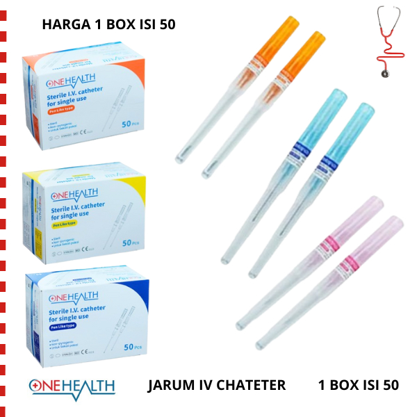 Jual Jarum Abocath I.V Chateter Onehealth Kateter Needle Aboket Cateter 1 Box isi 50 Pcs ...