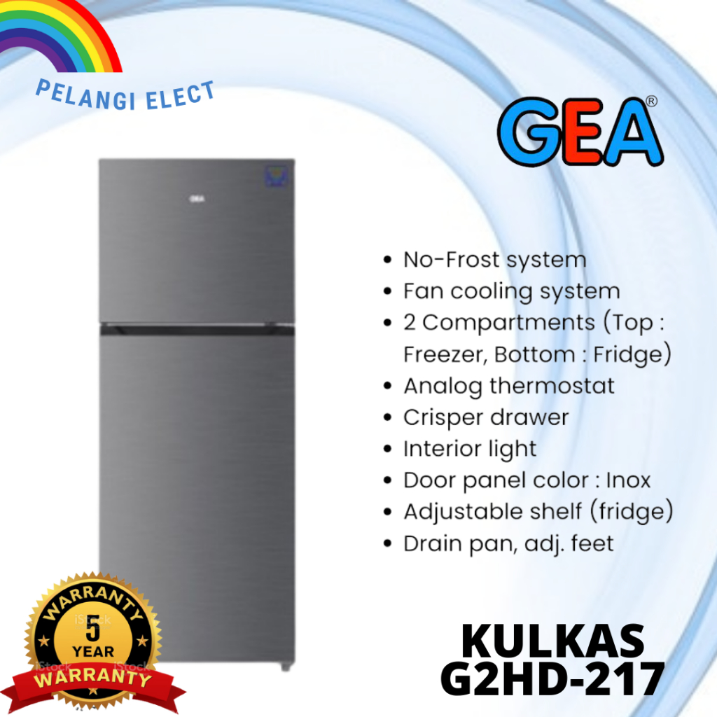 Jual KULKAS GEA 2 PINTU G2HD 217 / G2HD217 TOP MOUNT FRIDGE FREEZER ...