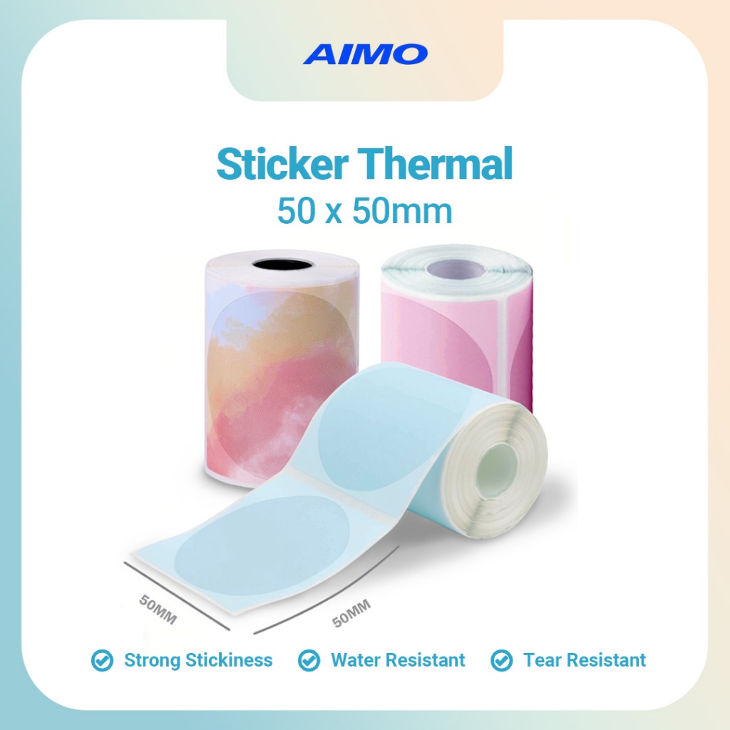 Jual AIMO Thermal Paper 50x50mm 140pcs/Roll Label Sticker Compatible with M110 M108 M200 D520 ...