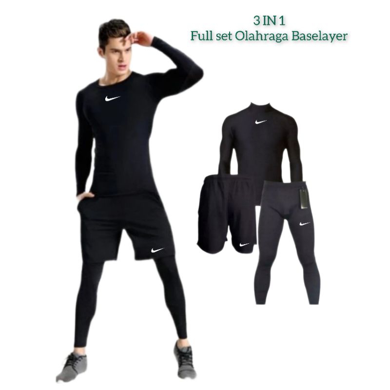 Jual 3 IN 1 - Stelan Olahraga Pria Baju Manset Lengan Panjang Celana ...