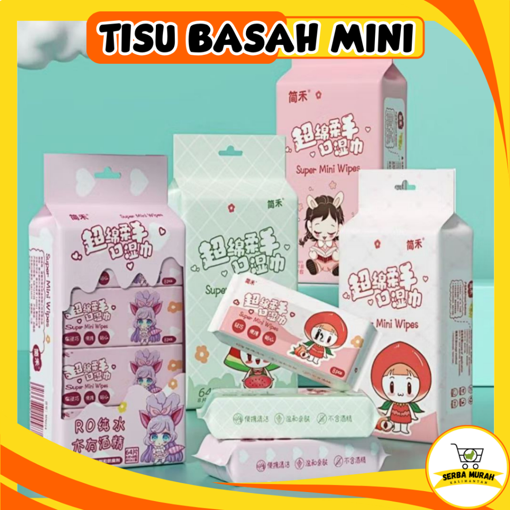 Jual TISU BASAH MINI NON ALKOHOL 8 IN 1 | TISU KARAKTER PRAKTIS | TISSU ...