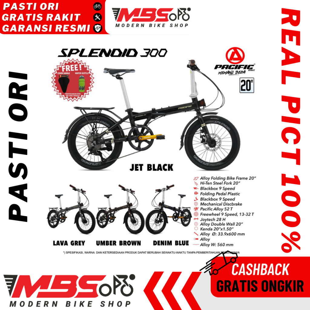Jual Pacific Splendid 300 20 Inch Sepeda Lipat Dewasa Alloy 9 Speed ...