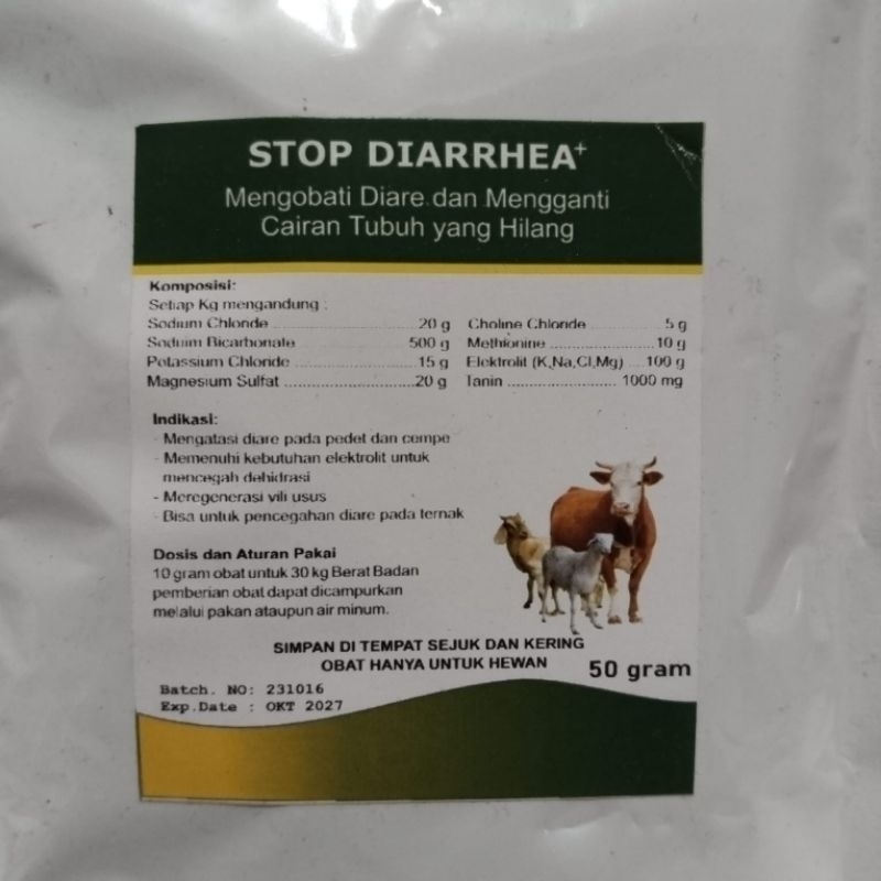 Jual stop diarrhea+ 50gr (obat diare untuk sapi, domba, kambing ...