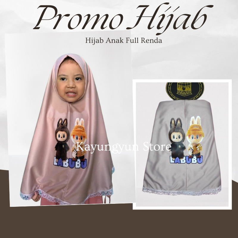 Jual Jilbab Anak Labubu Full Renda 0-10 Tahun Kerudung Anak Karakter ...