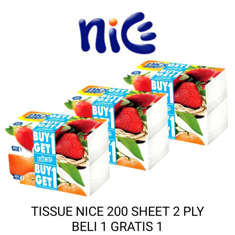 Jual Tissue Nice facial soft pack ( 6 pack ) 200 sheet 2 ply beli 1 ...
