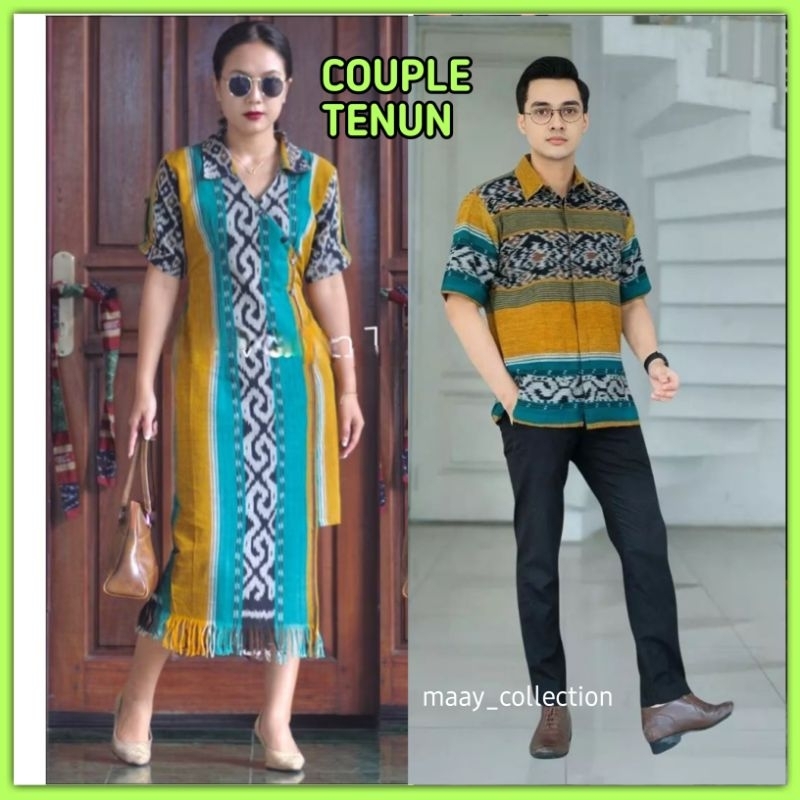 Jual Baju set coule tenun asli etnik jepara motif toraja ntt lengan pendek warna hijau tosca ...