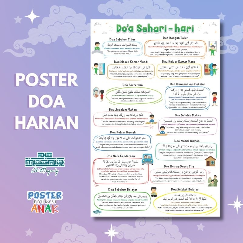 Jual Poster Doa Anak Islami Sehari-hari - Poster Belajar Doa Harian ...