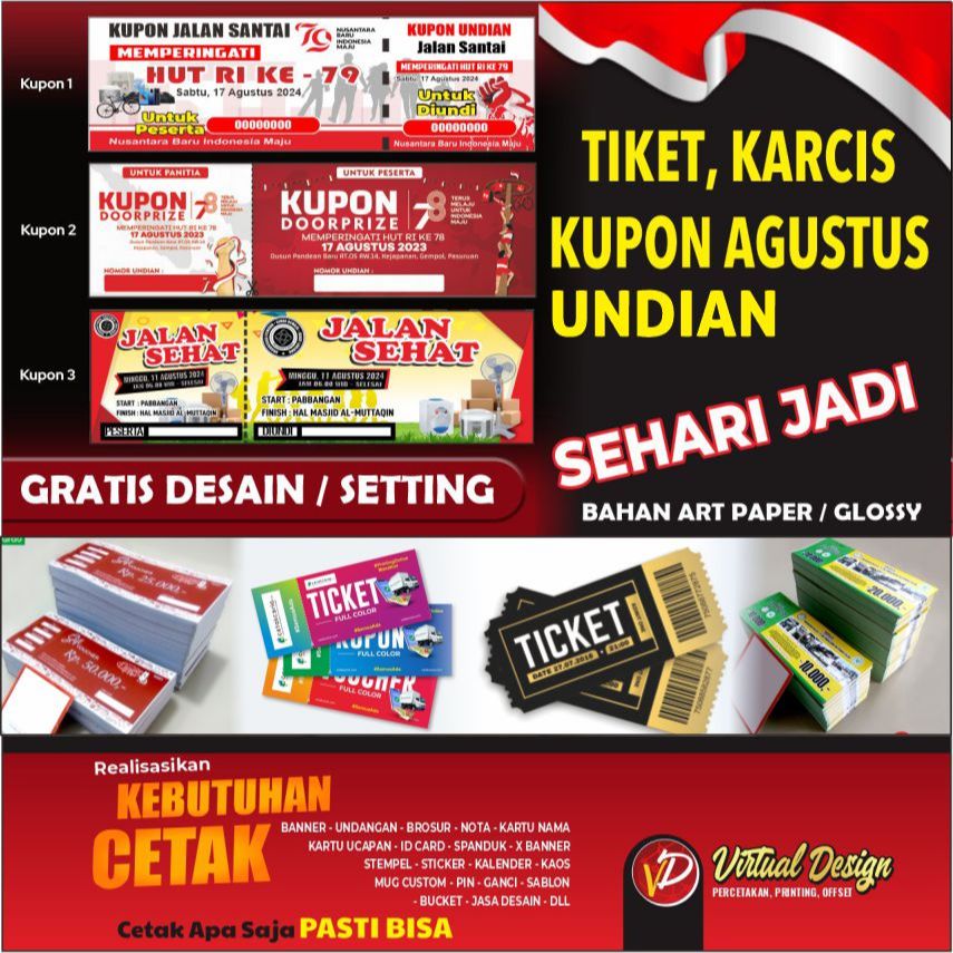 Jual (free design) ART PAPER KUPON UNDIAN/ KARCIS PARKIR/ KUPON JALAN ...