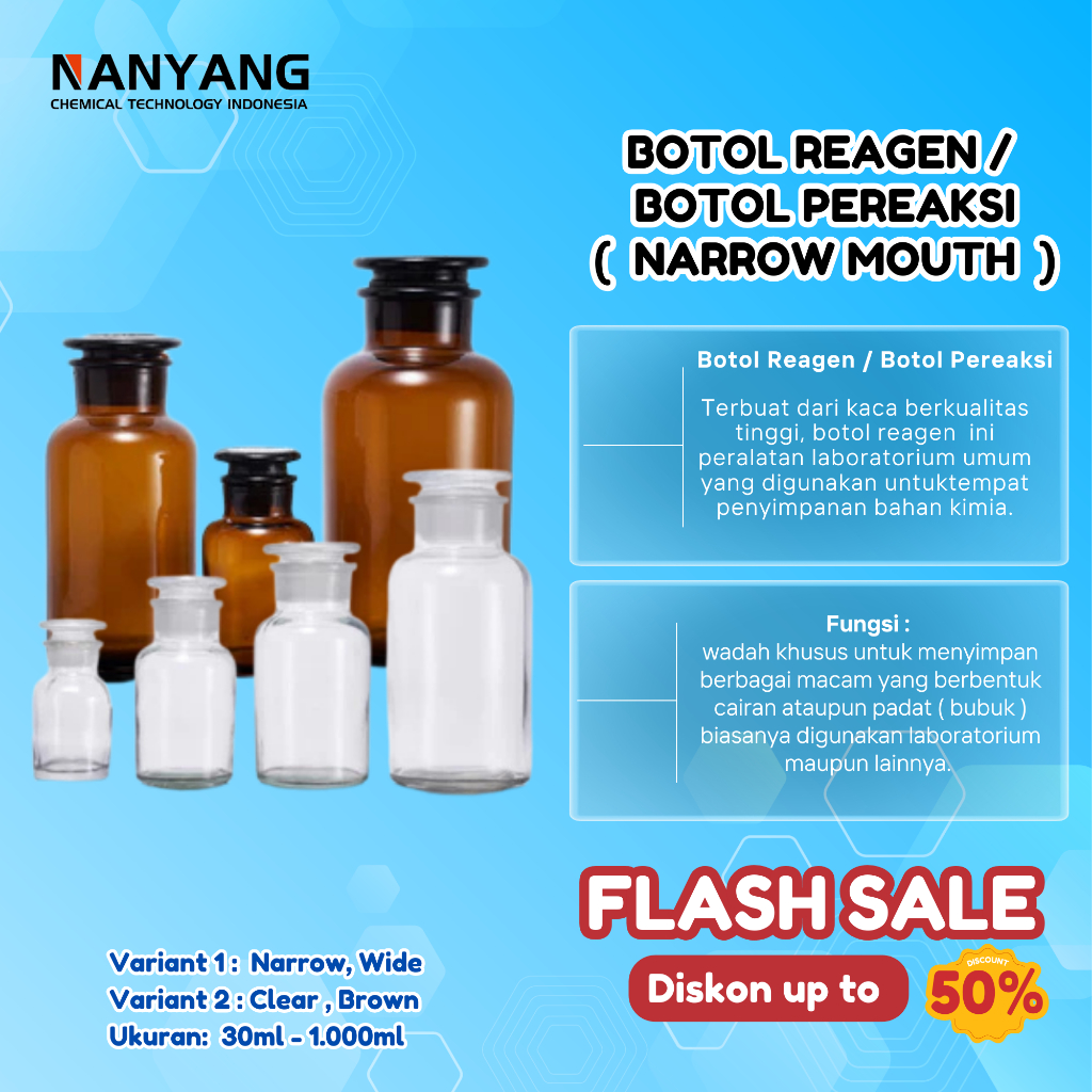 Jual Botol Reagent Transparan Narrow Neck 60 ml | Shopee Indonesia