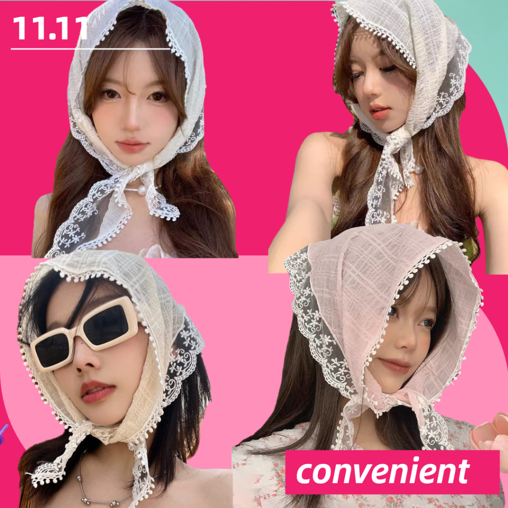 Jual ModaNest-[READY & COD]Flowery Lace Korean Scarf /Gaya Aesthetic ...