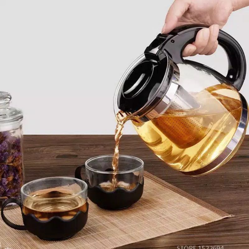 Jual TEA POT SARINGAN SET 1 TEKO 4 CANGKIR BAHAN KACA TEKO TEH GELAS ...