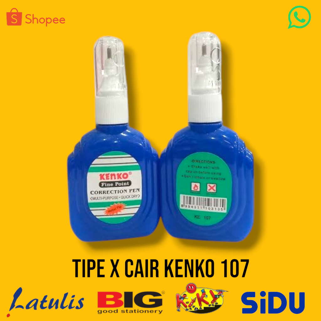 Jual Correction Fluid Kenko KE-107 / Tip Ex Cair Penghapus Botol Biru (1pack) | Shopee Indonesia