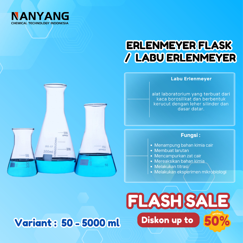 Jual SHUNIU Labu Erlenmeyer Wide Neck 150 ml | Shopee Indonesia